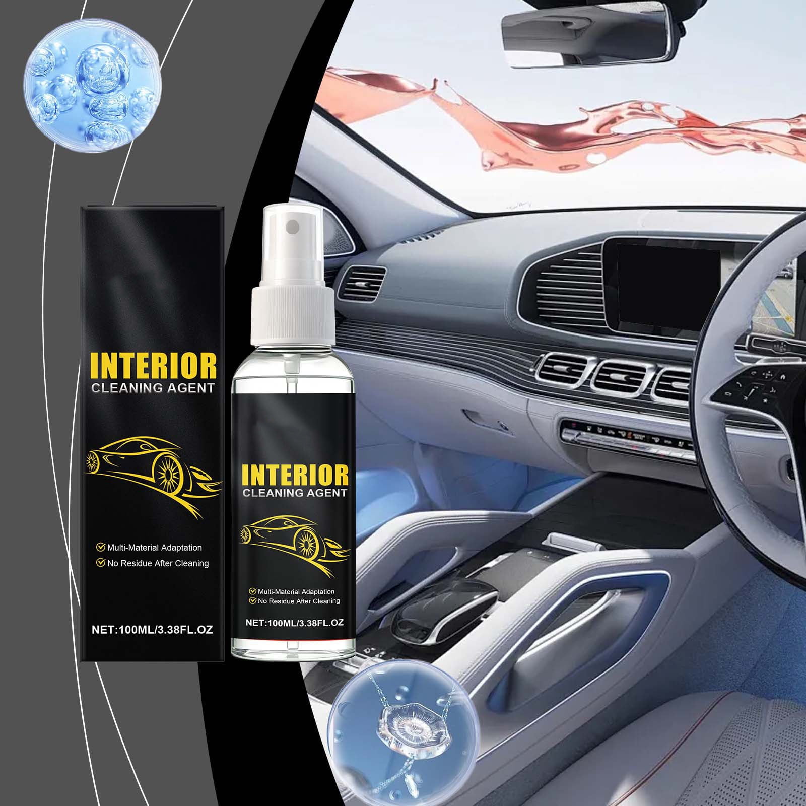 Car Interior Cleaner Spray, 100ml Multi-Surface Upholstery & Dashboard ...