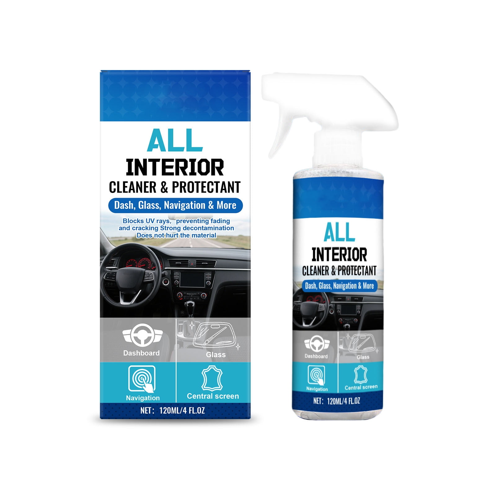 Car Interior Cleaning and Care Spray Interior Decontamination and Maintenance Leather Fabric ...