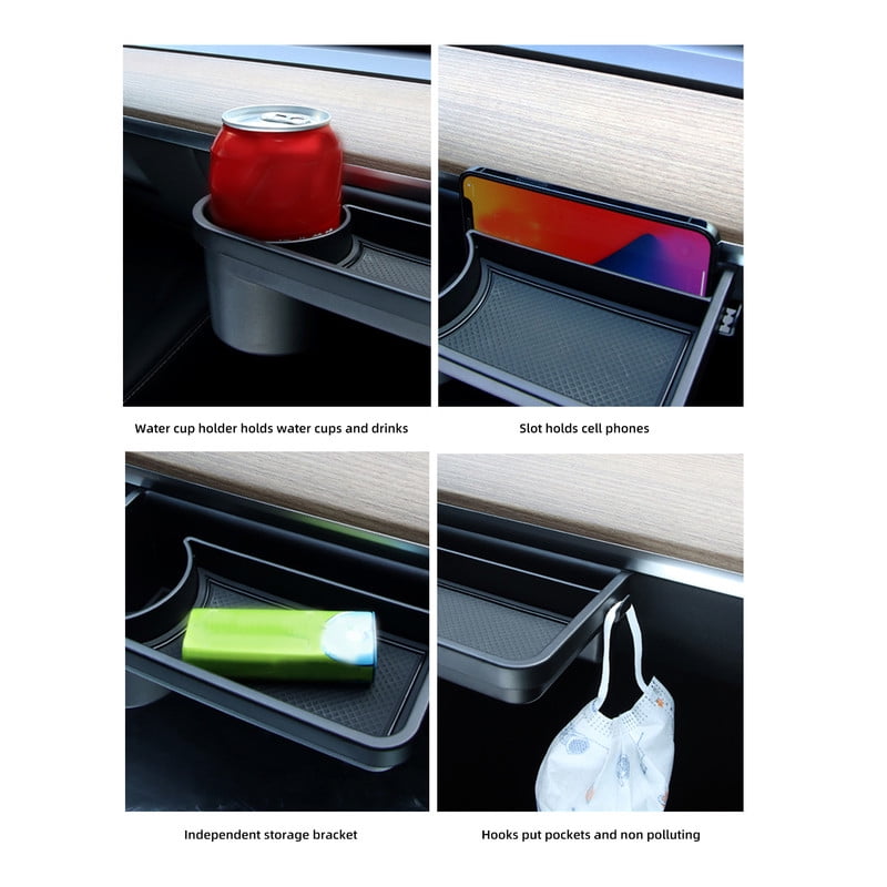 Car Interior Cup Holder with Slip Resistant Pad, Passenger Side Glove ...