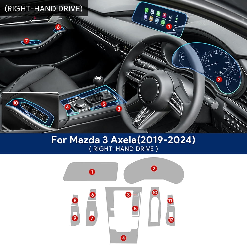 TPU Protective Film for Mazda 3 Axela 2019-2024 Transparent Center ...