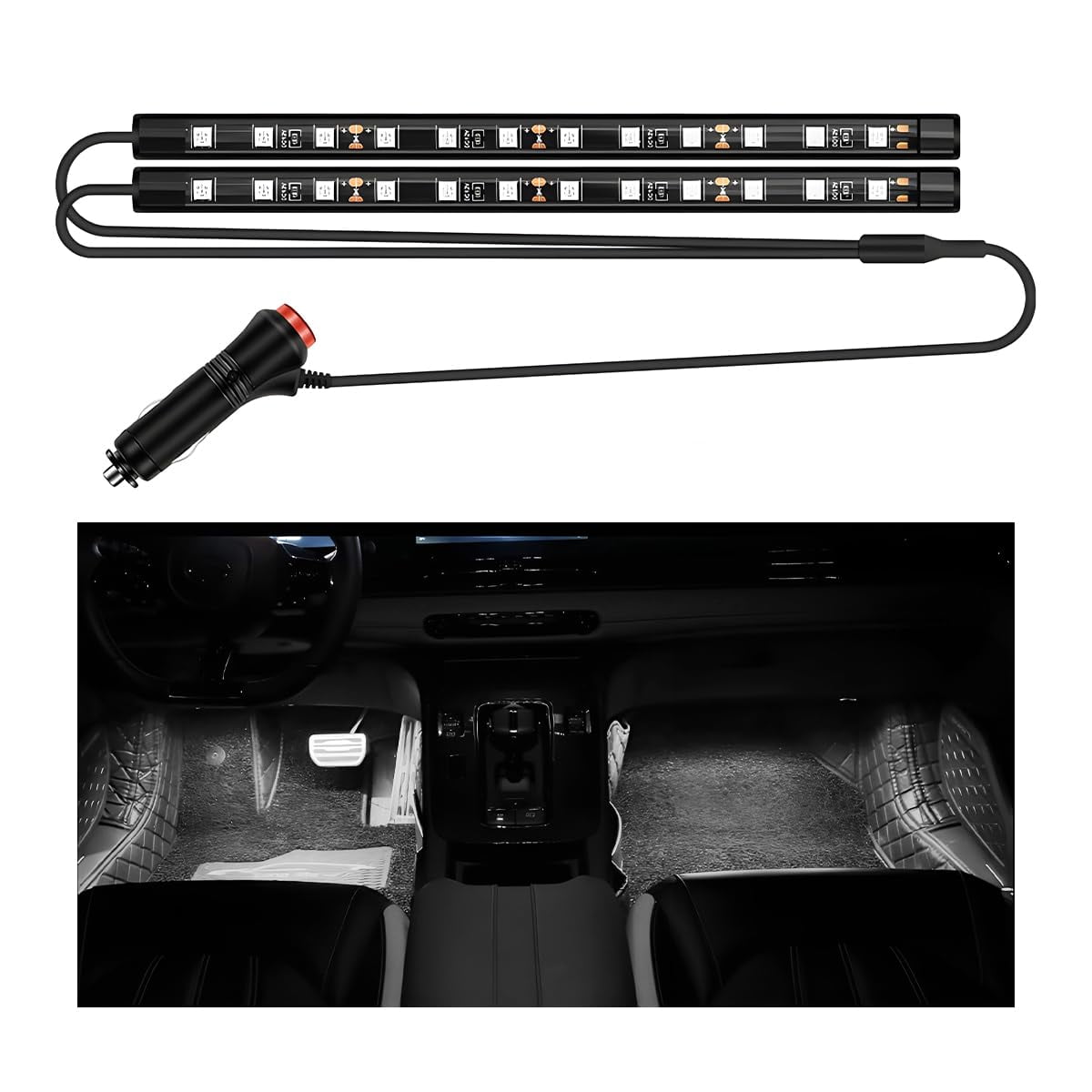 Car Interior LED Strip MMF7 Light, 12V 24 LEDs Multicolor Cars Ambient ...