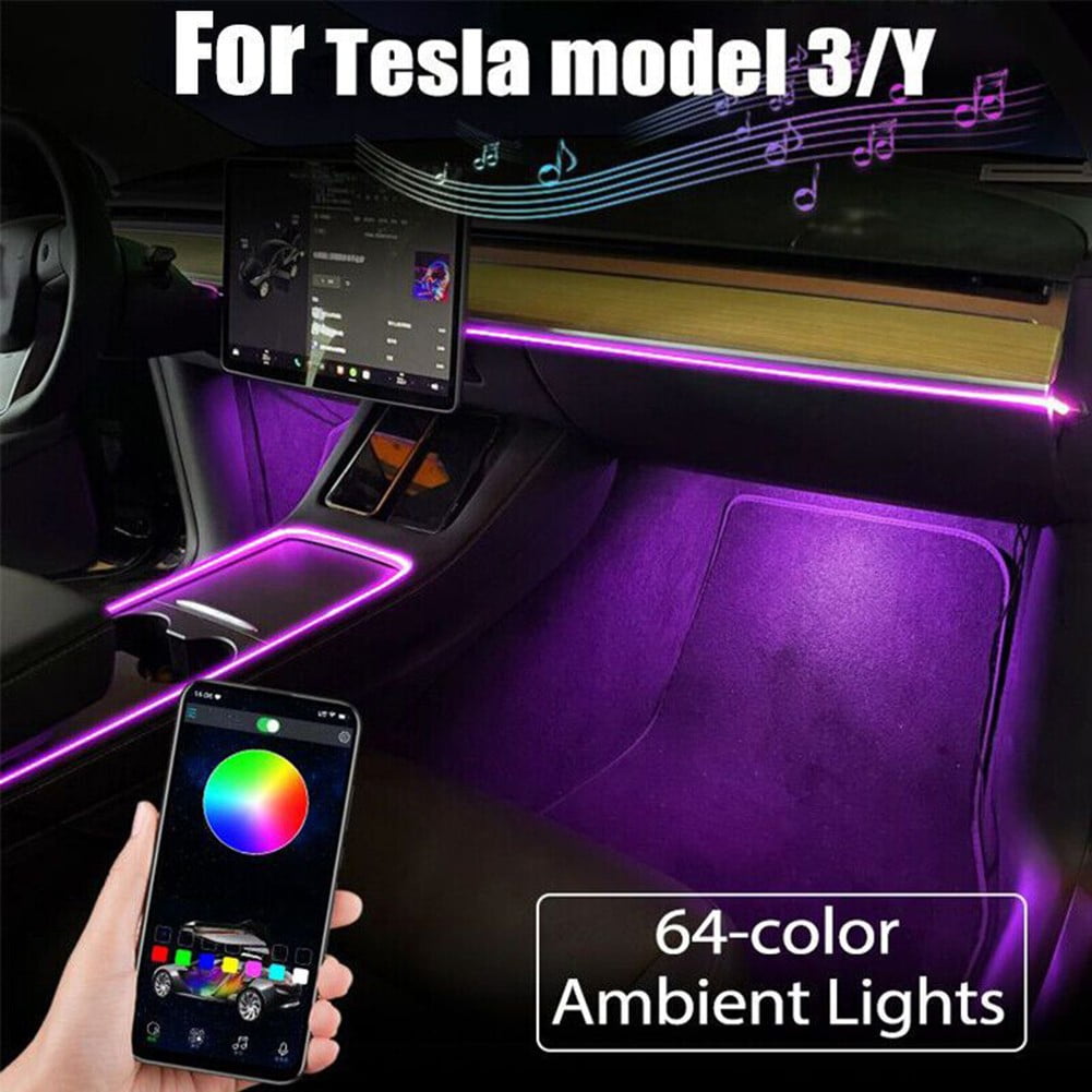 Car Interior Neon Light LED Strip RGB Light For Tesla Model 3 Y ...