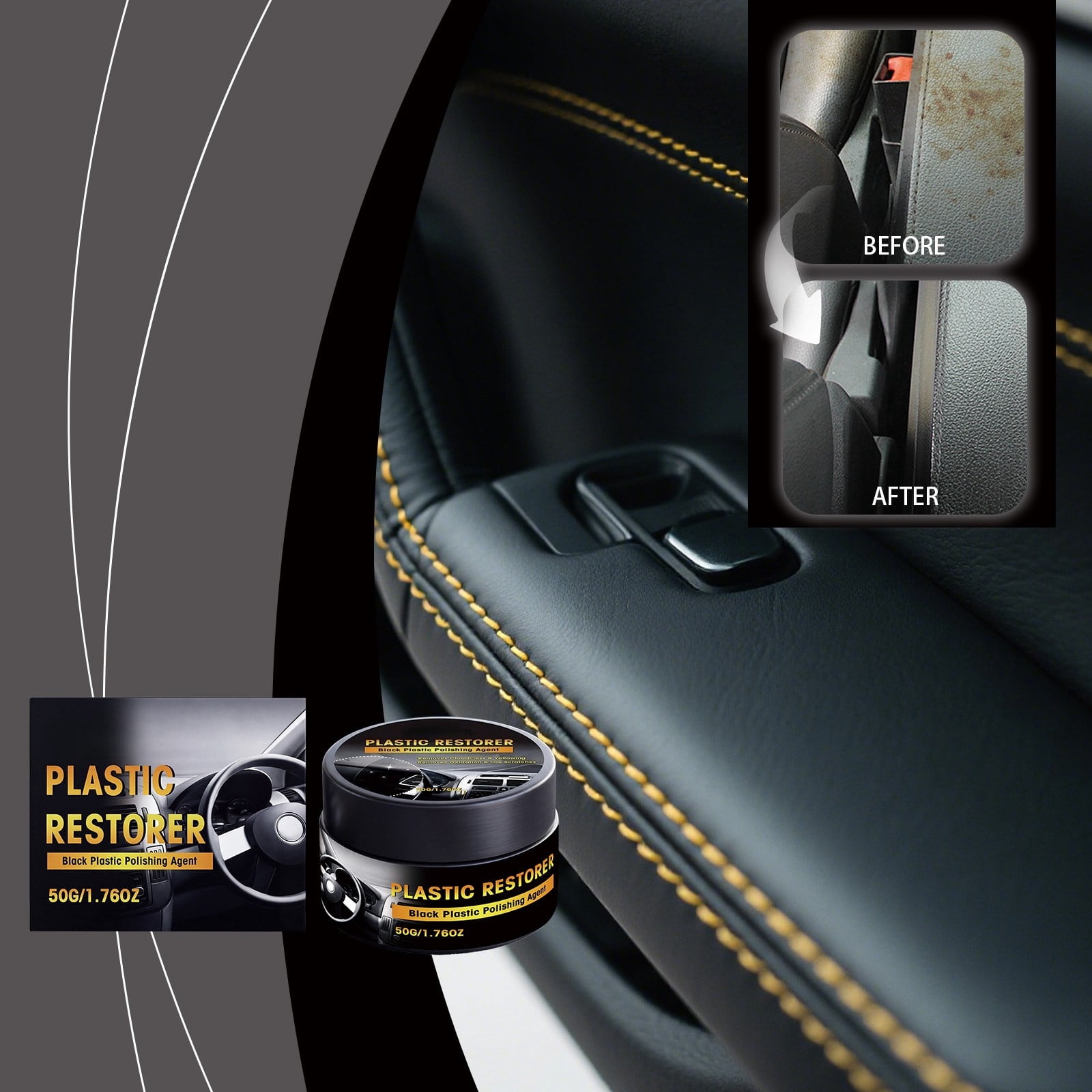Car Interior Plastic Cleaning Paste, Beginner-Friendly Easy-to-Use Long ...