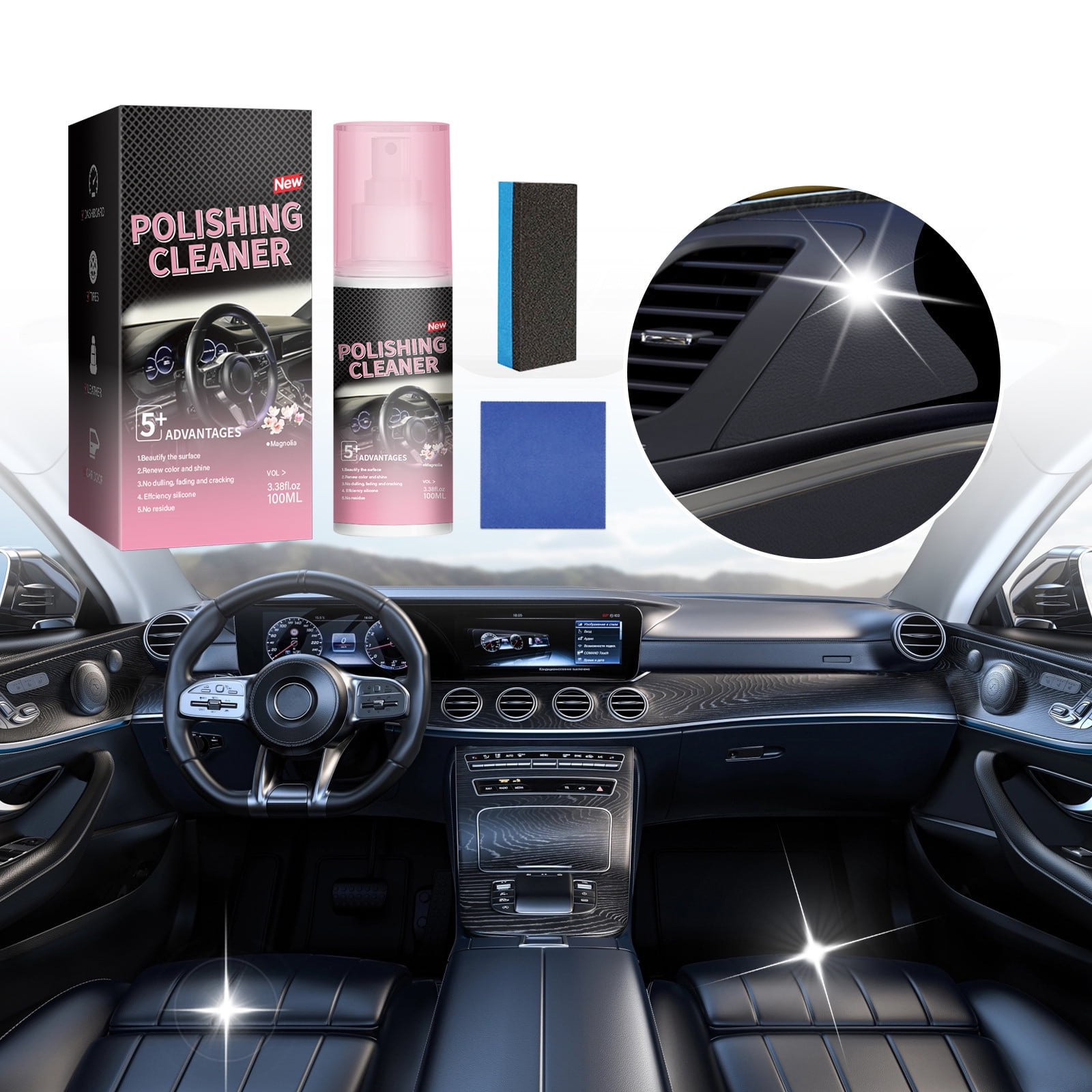Car Interior Polish & Restoration Kit - Advanced Non-Toxic Cleaner for ...