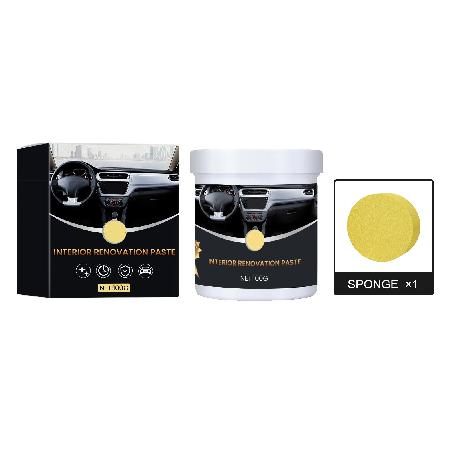 Car Interior Refurbishment Coating Polishing Paste 100g Sponge To ...