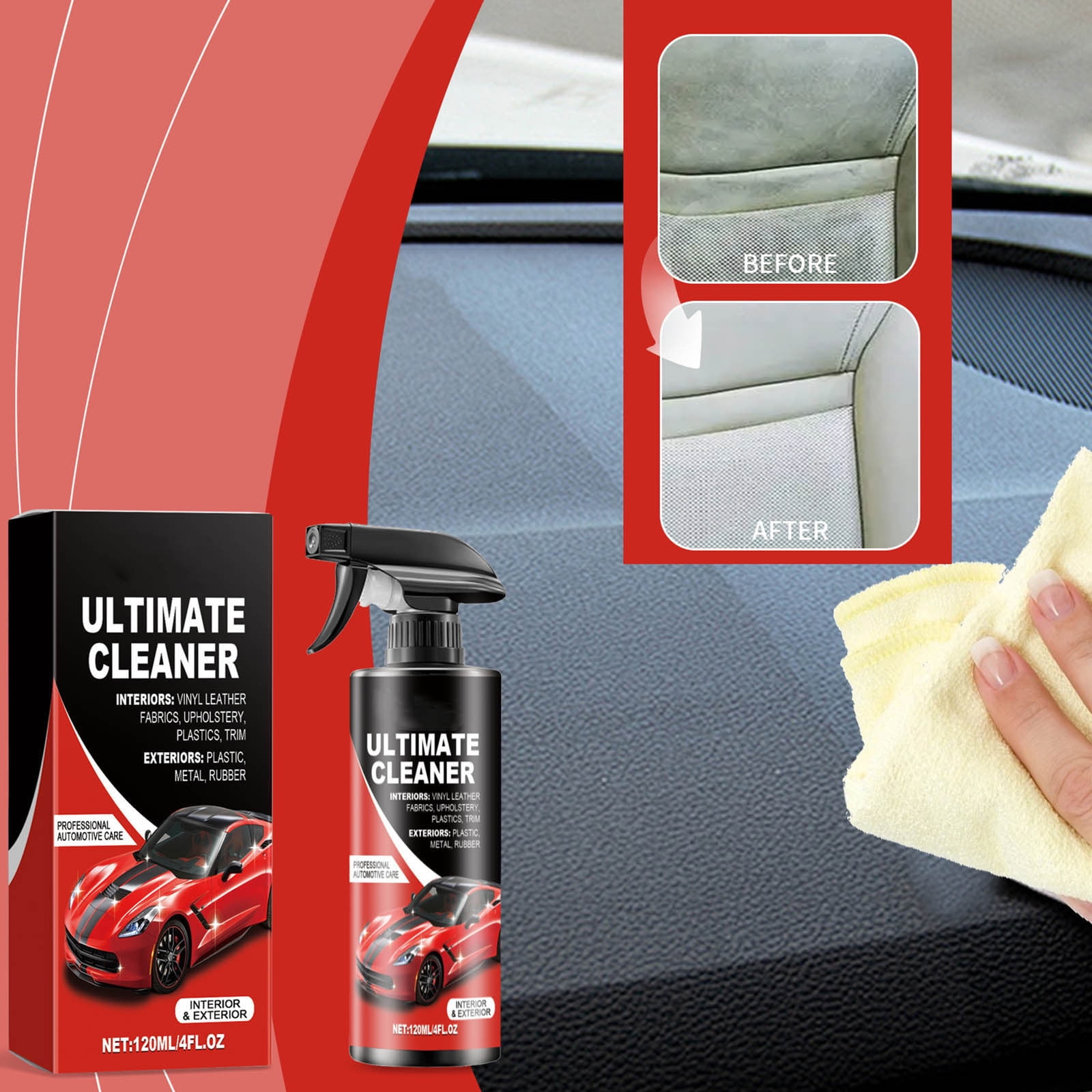 Car Interior Stain Remover, Car Foam Cleaner, 120ml Size, Safe Chemical ...