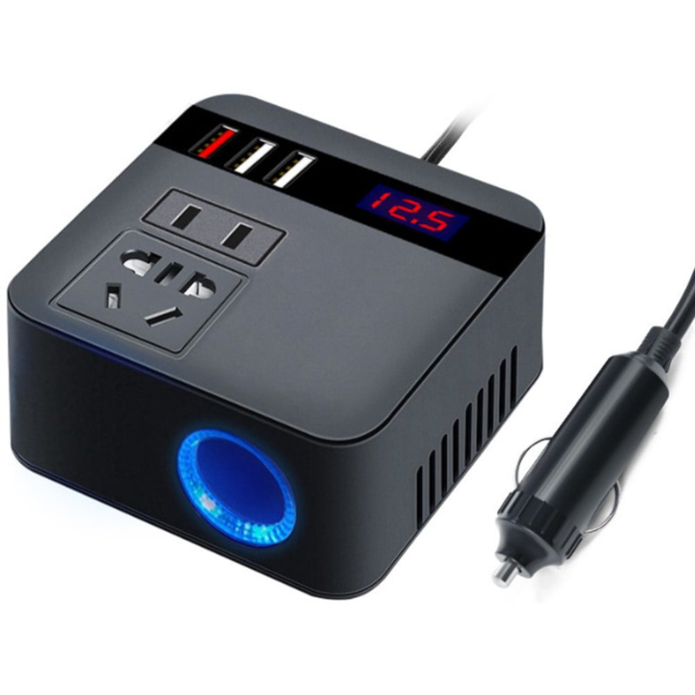 Car Inverter 120W Peak Dc12V/24V To 110V/220V Led Display Power Inverter Adaptor Black Smile ...