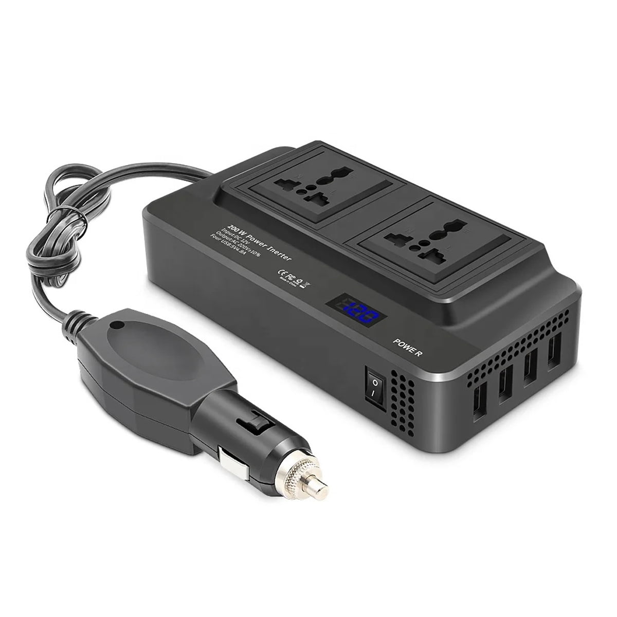 Car Inverter 200W Converter 12V To 220V Four Usb + Dual Sockets ...