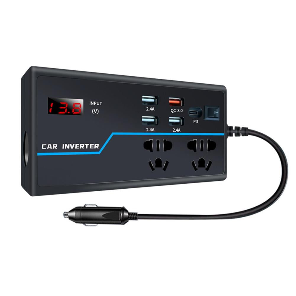 Car Inverter with 200W Max Power, Multiple Output Ports and Safety ...