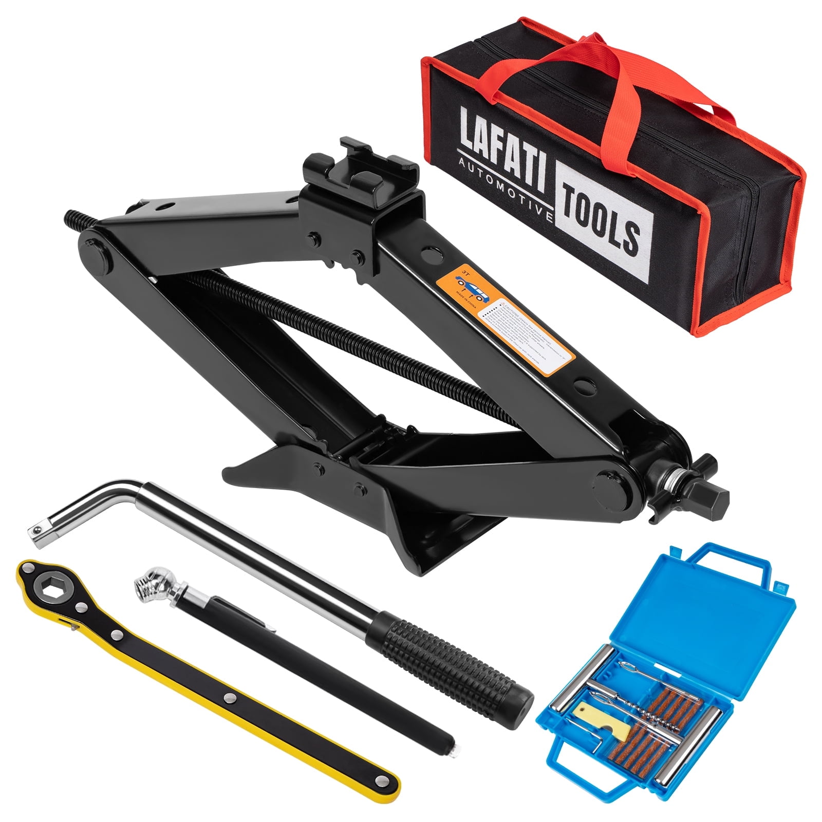 3 Ton (6610 lbs) Universal Scissor Car Jack Kit with Lug Wrench, Tire ...