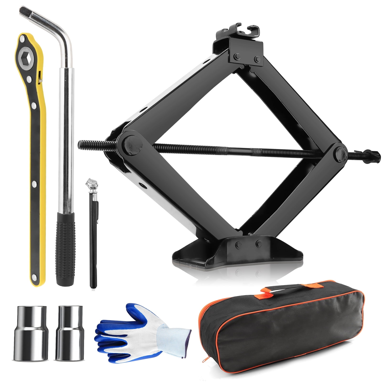 Car Jack Kit Scissor Jack for Car 3 Ton (6610 lbs) Tire Changing Kit ...