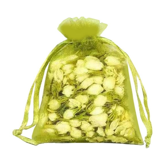 Car Jasmine Dried Flower Sachet - Green Organza Bag With Natural ...