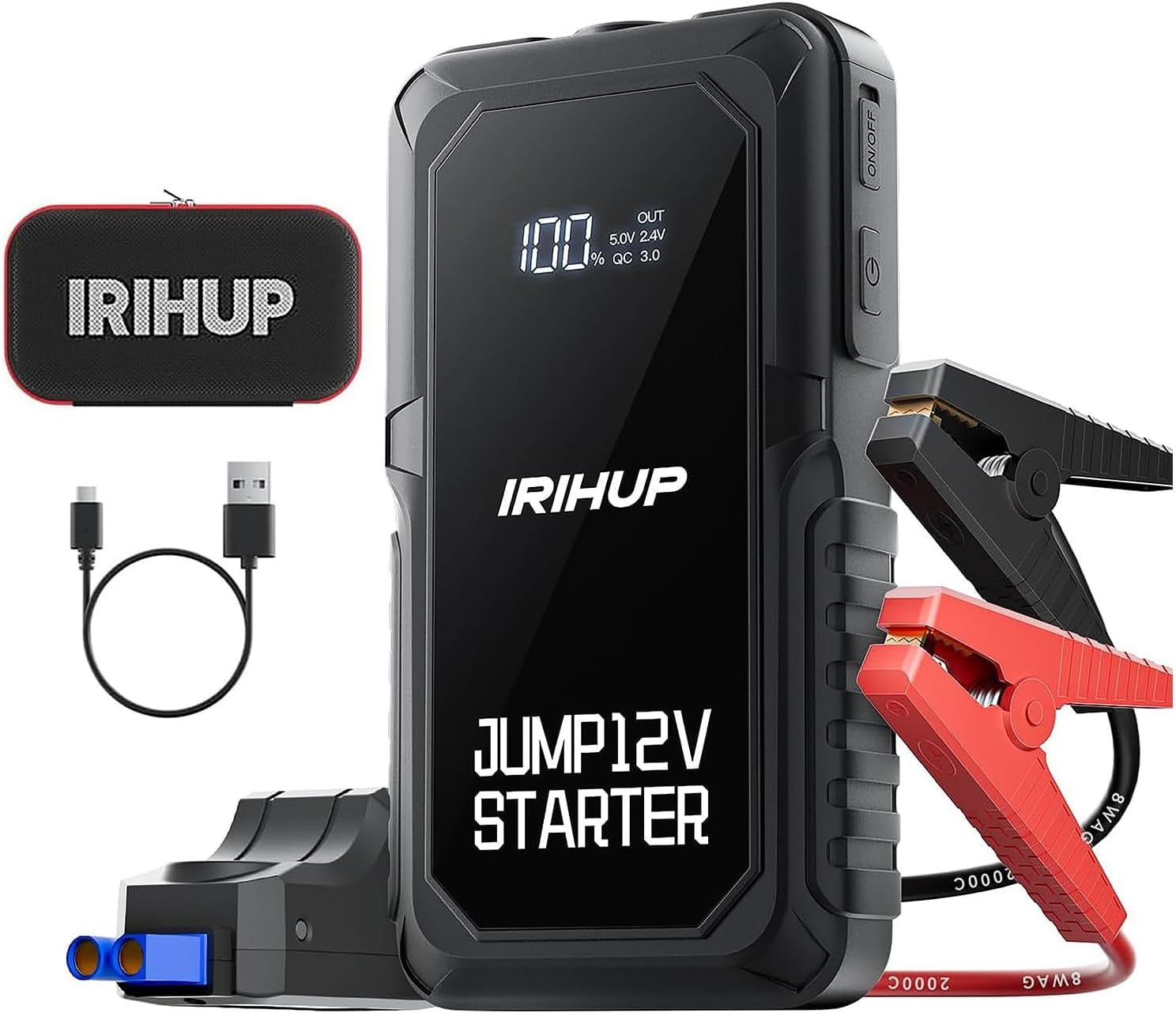 Car Jump Starter 2000A, Car Battery Jump Starter Battery Pack (8L Gas ...