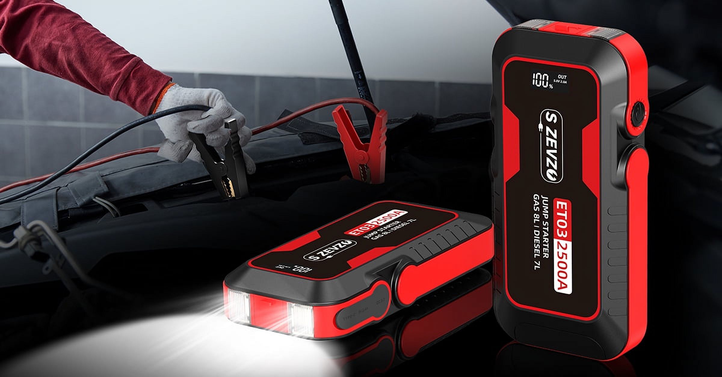 Car Battery Jump Starter, iMountek 2500A Peak 25800mAh Car Jump Starter ...