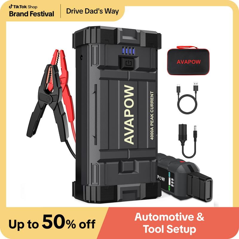 Car Jump Starter,4000A Peak Battery Jump Starter(for All Gas or Up to ...