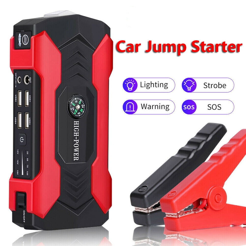Car Jump Starter, 600A Peak 99800mAh Portable Mini Slim Charger Power Bank (up to 12V 6.0L ...