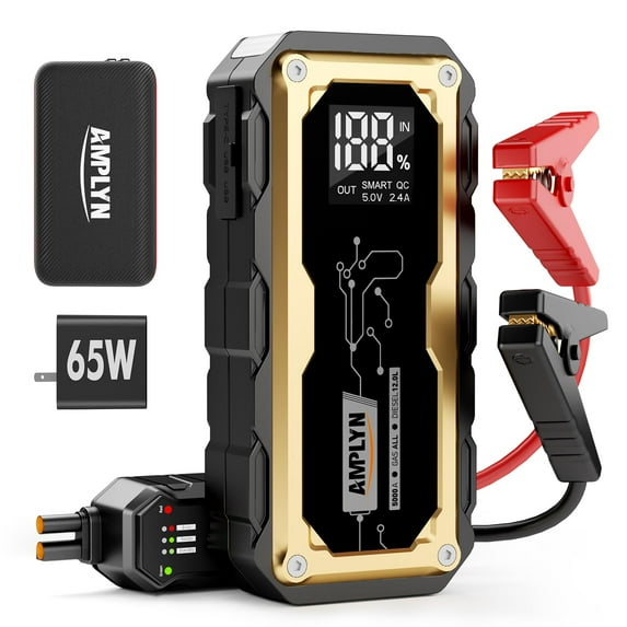 Car Jump Starter with 65W Quick Charger 24000mAh Battery Pack,12V Car ...