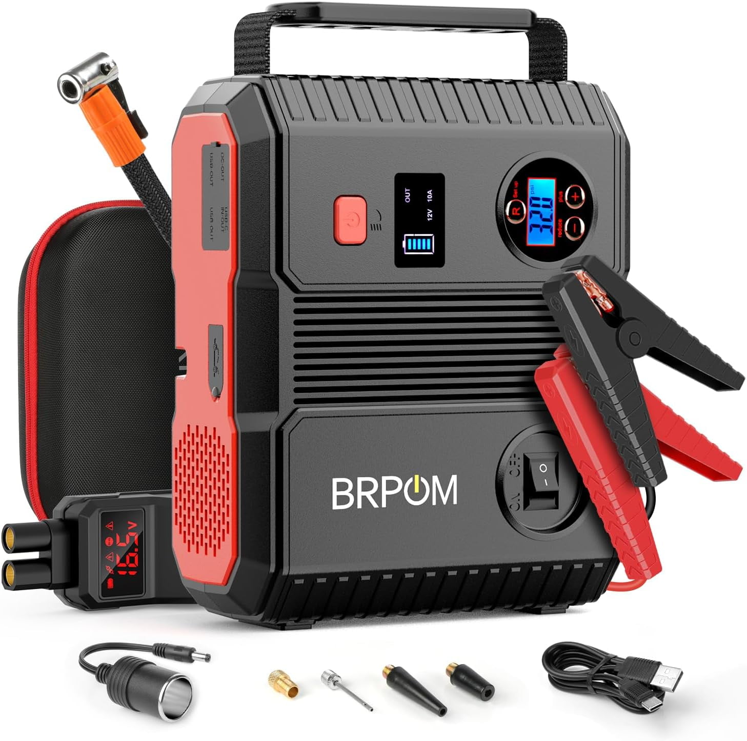 Car Jump Starter with Air Compressor, 150PSI 8000A Peak 24000mah (Up to ...