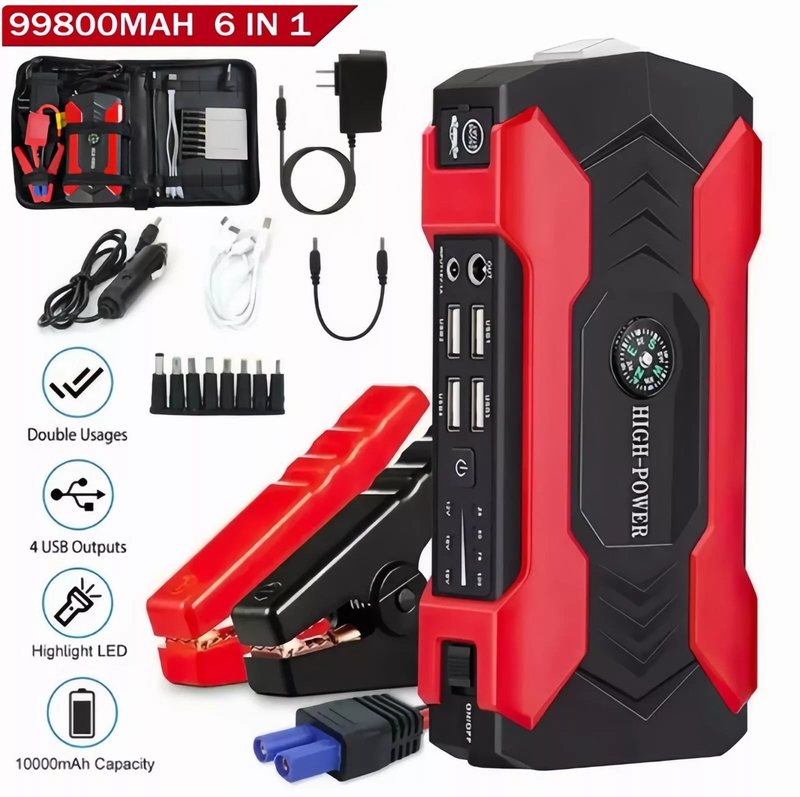 Car Jump Starter Booster Jumper Box Power Bank Battery Charger Portable ...