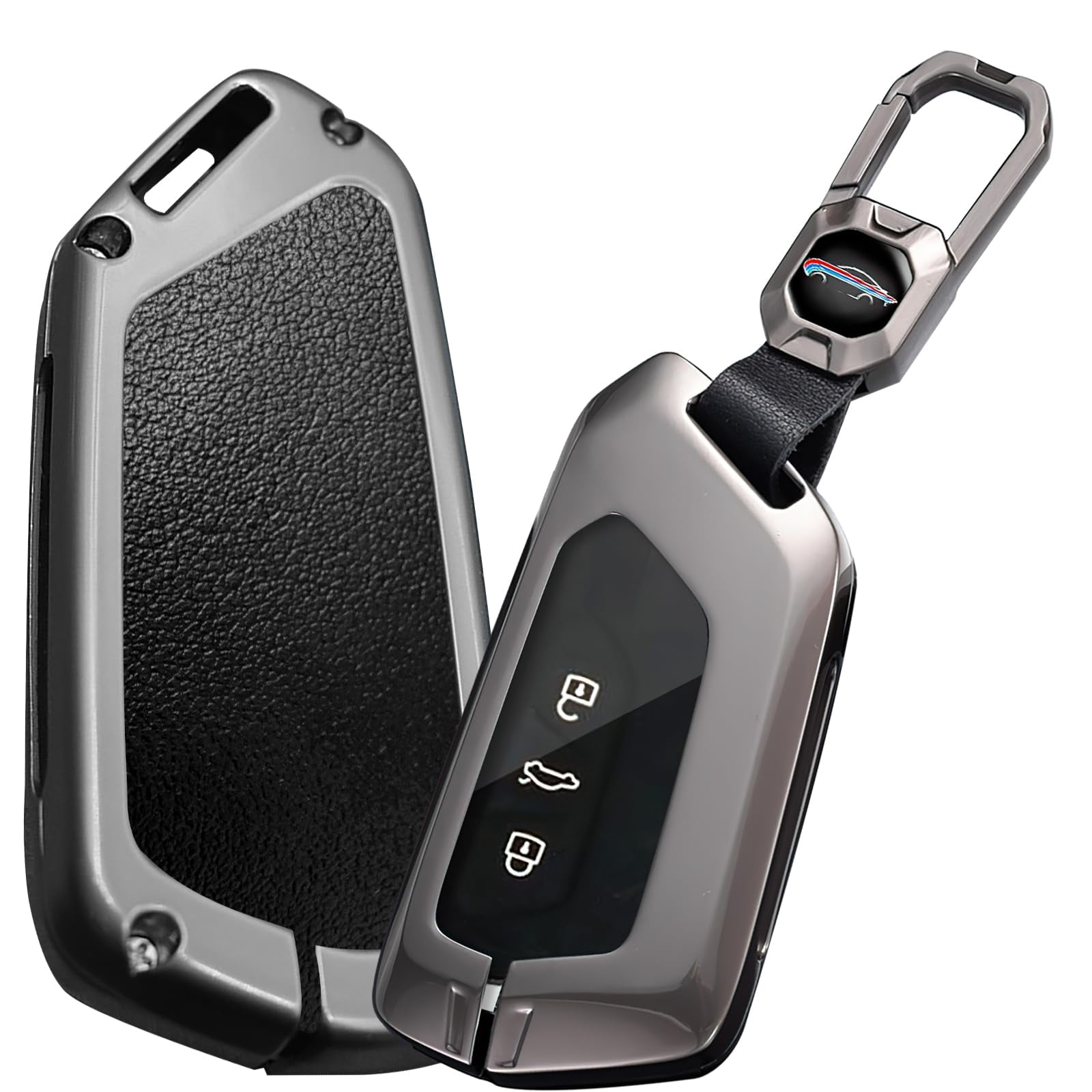 Car Key Cover Metal and Leather Key Case Fit VW Key Fob,Key Protector ...