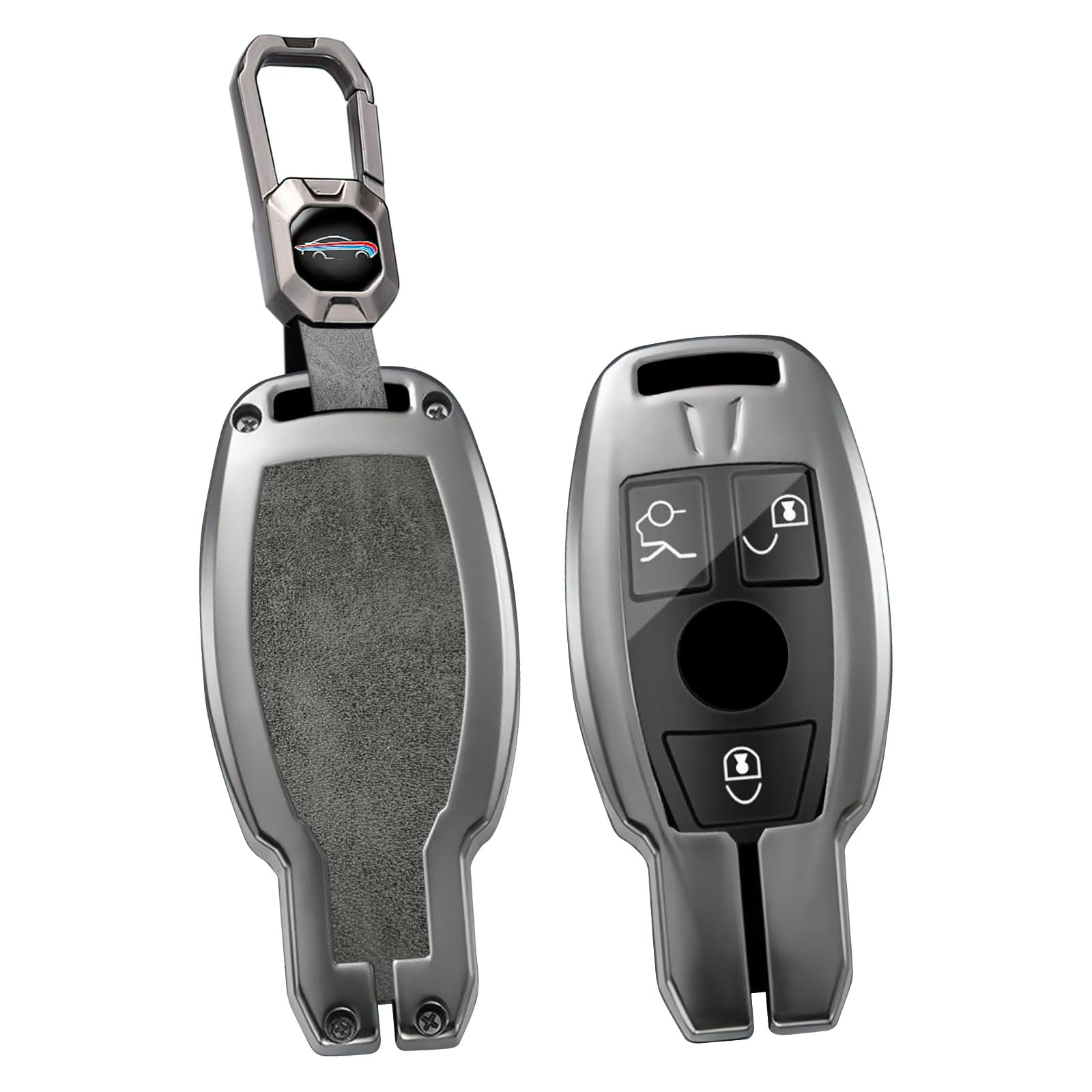 Car Key Cover Transparent Front Cover Metal and Leather Key Fob Case ...