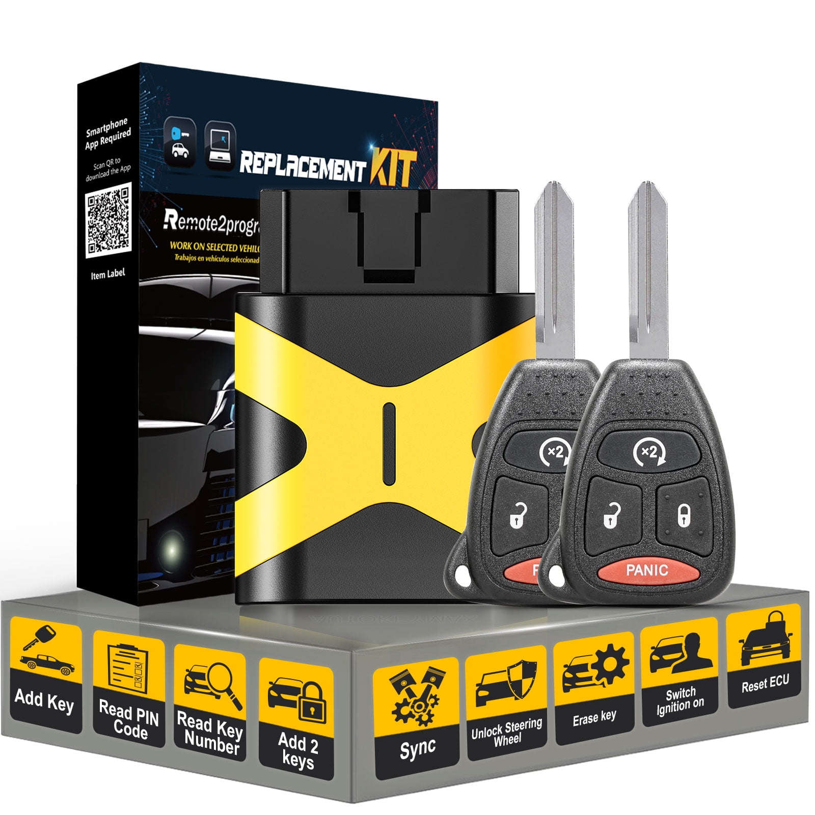 Car Key Fob DIY Programming Kit for No Working Key and Uncut Blade Car ...