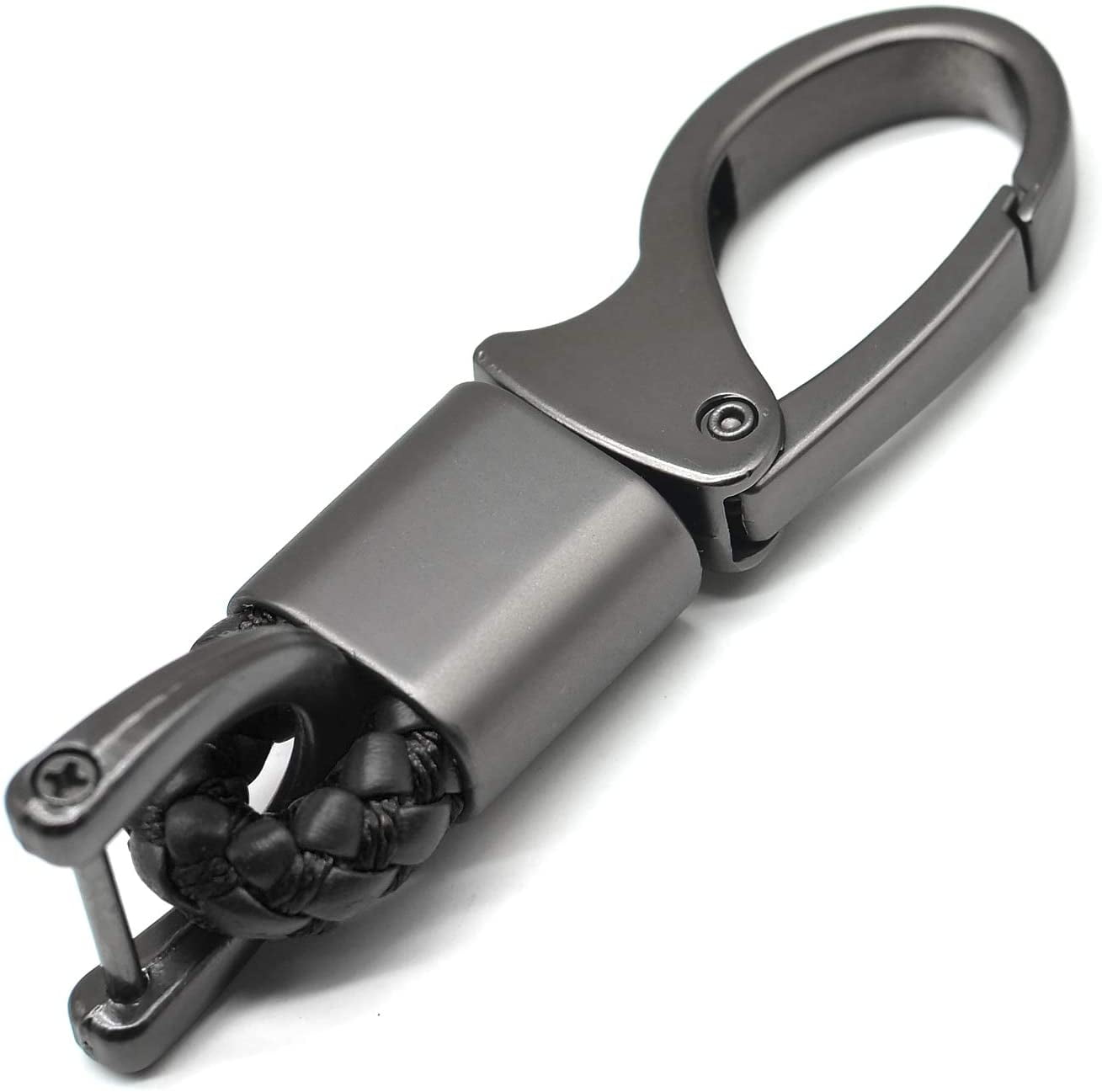 Car Key Fob Keychains Leather Holder Key Chain Sturdy Metal with D-Ring ...