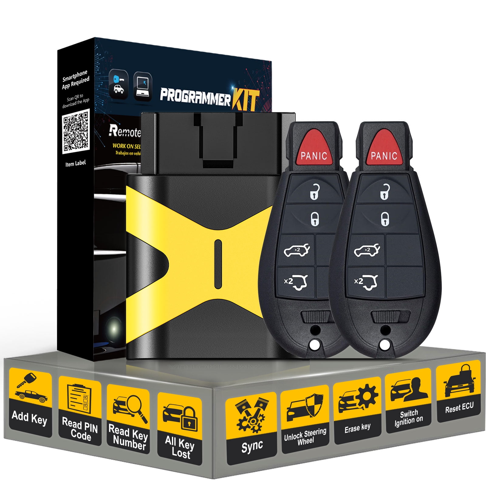 Car Key Programmer DIY OBD/ADD 2 KEYS/No Tool Required and Car Key Fob ...