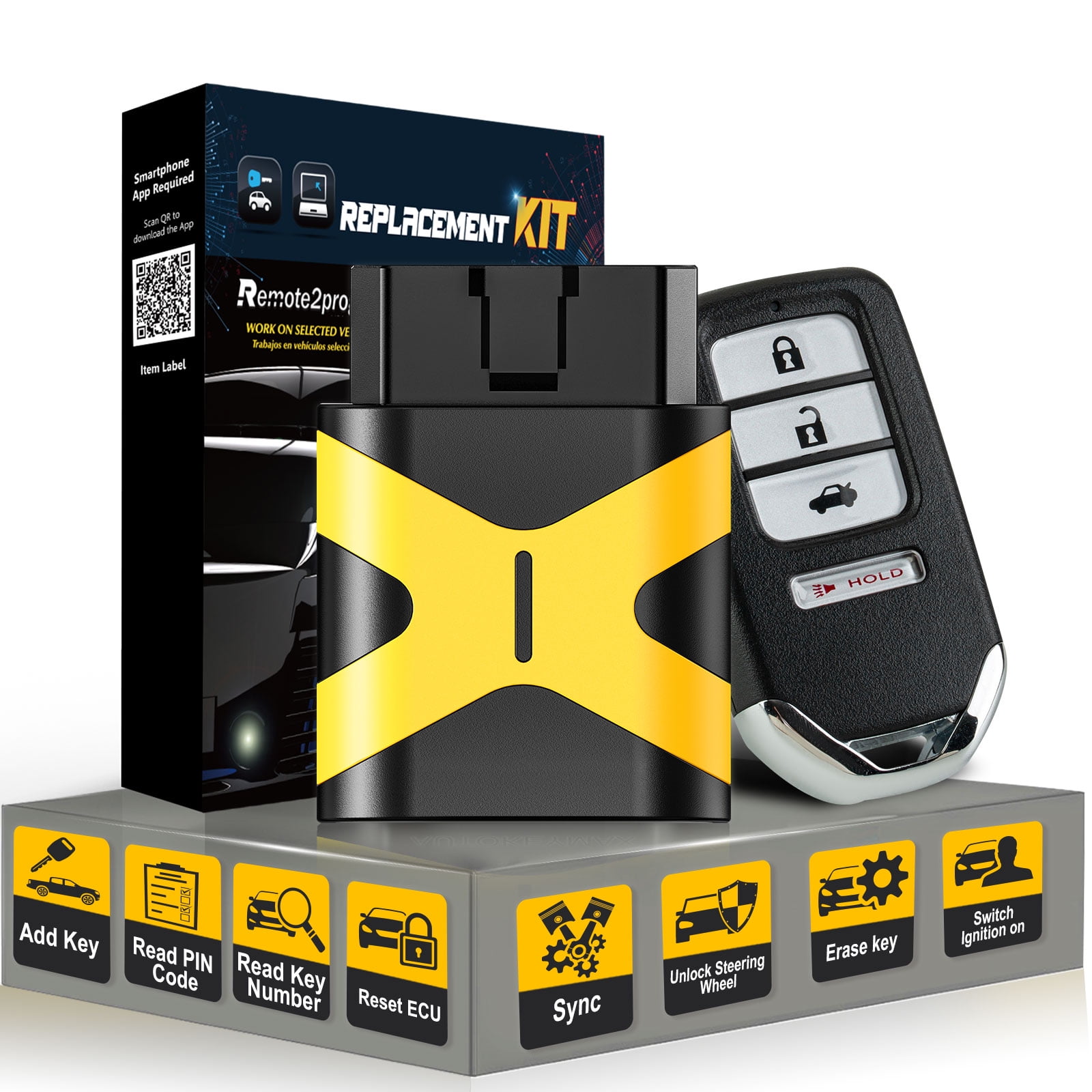 Car Key Programmer Kit OBD Tool and Smart Keyless Entry Remote ...