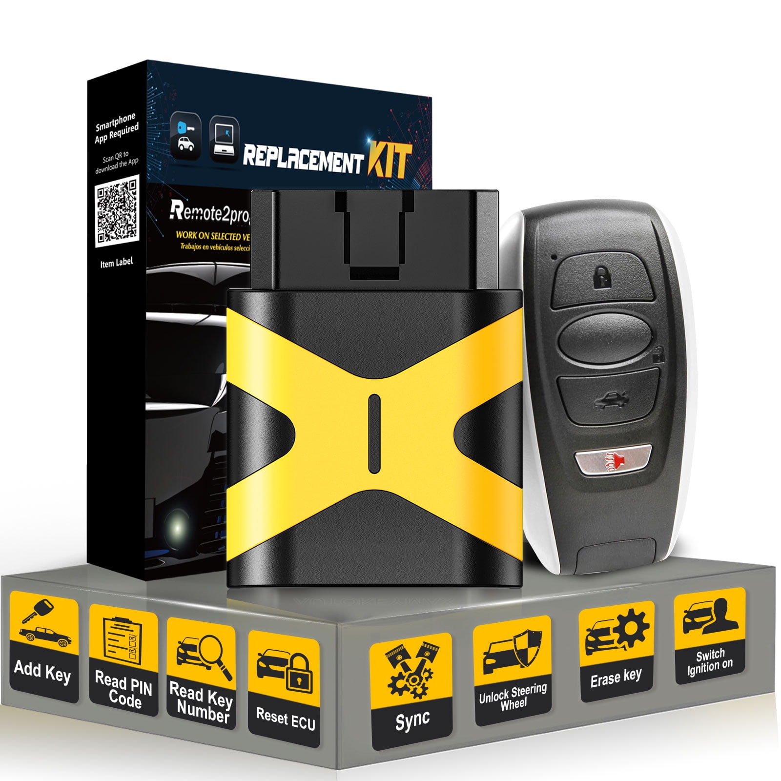 Car Key Programmer Kit and Smart Keyless Entry Remote Replacement for ...