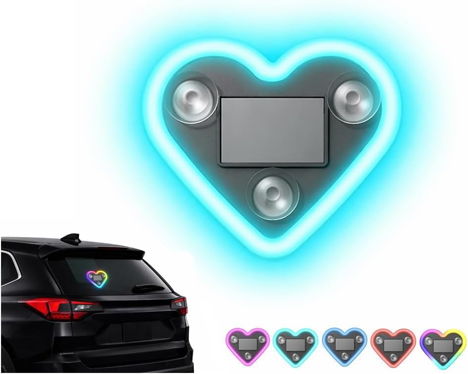Car LED Ambient Light – Heart Shaped Light LED Solar Powered Neon Lamp ...
