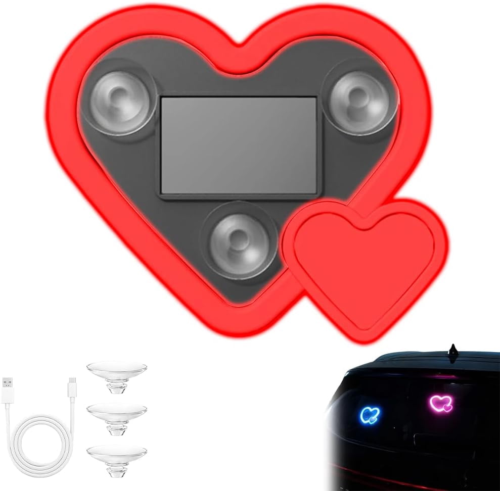 Car LED Ambient Light, Solar-Powered Heart-Shaped LED Neon Light for ...
