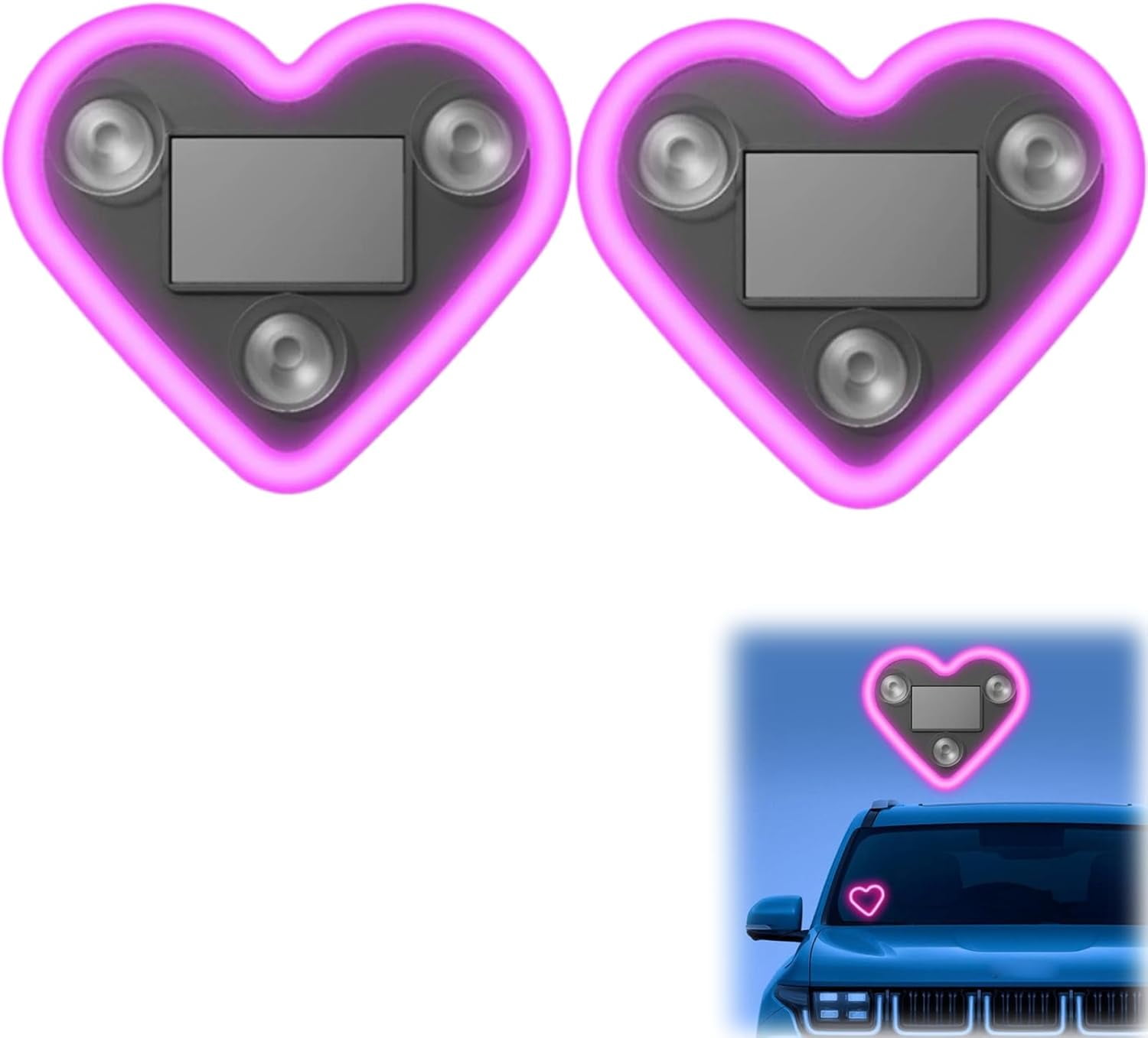 Car LED Ambient Light - Solar-Powered Heart-Shaped LED Neon Light, IP65 ...