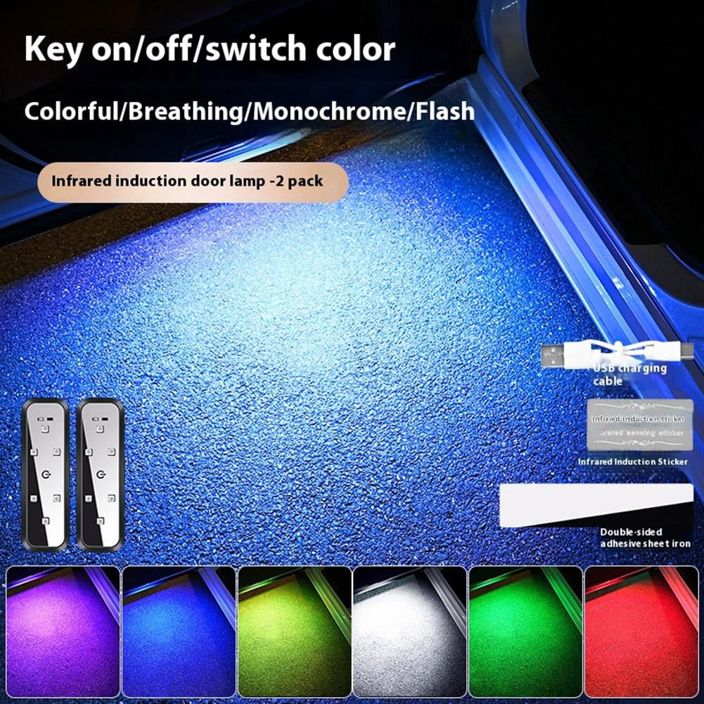 Car LED Door Lights Projector 7 Color Wireless Door Warning Lights USB ...