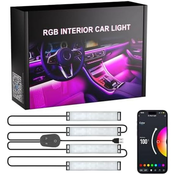 Car LED Lights Interior, RGB Ambient Lighting Car with DIY Mode and ...