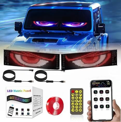 Car LED Sign DIY Programmable Scrolling LED Display 7"x3" USB 5V ...