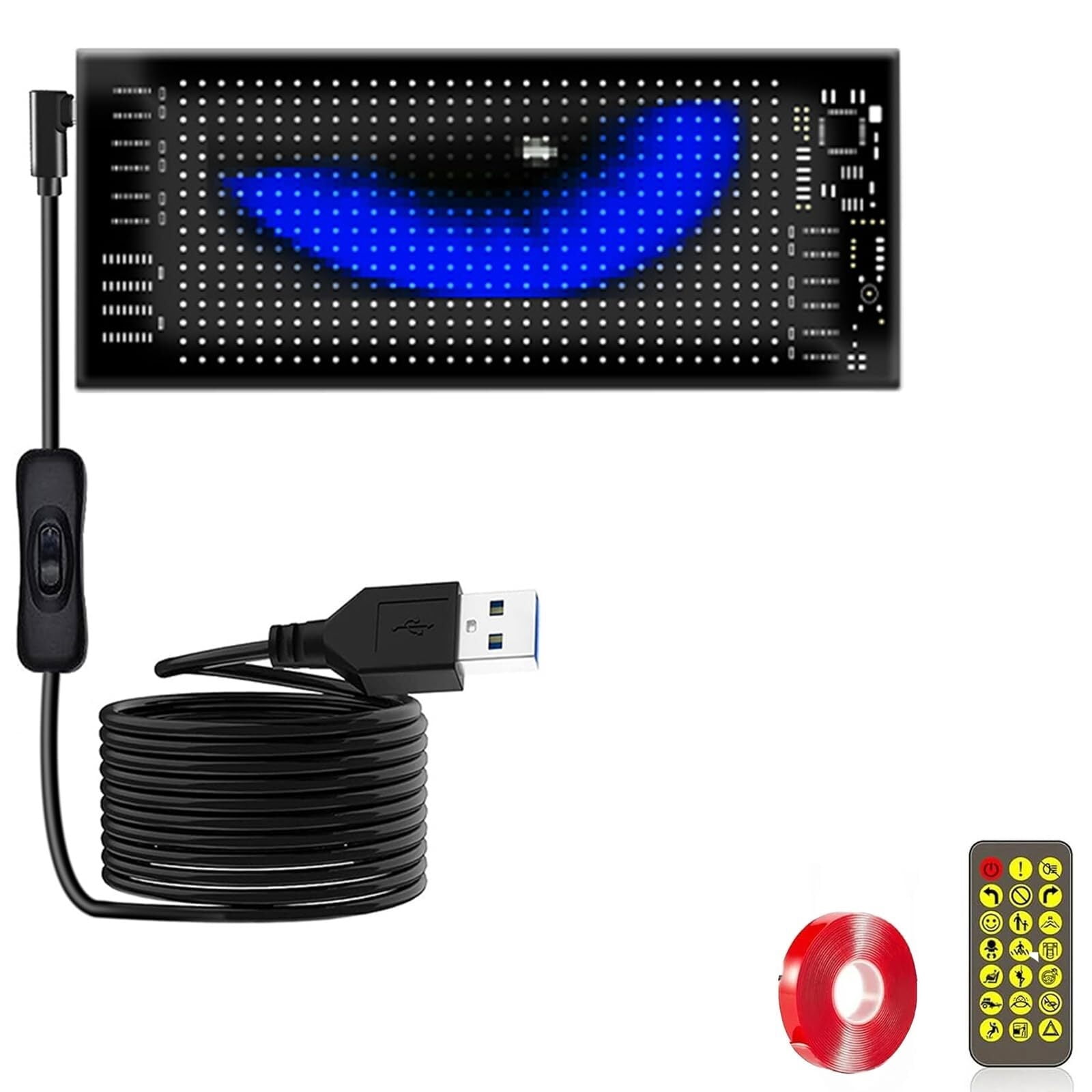 Car LED Sign DIY Programmable Scrolling LED Display 7"x3" USB 5V ...