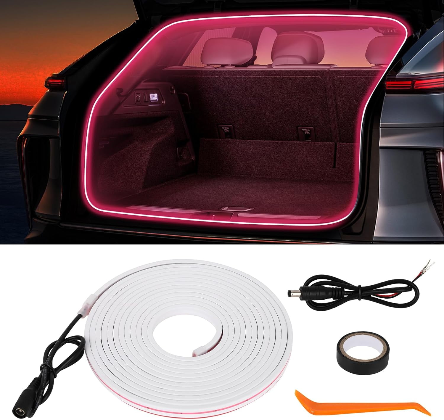 Car LED Strip Lights - Trunk Cargo Ambient Lighting, Ice Blue Colors , 118.11 inches Flexible ...