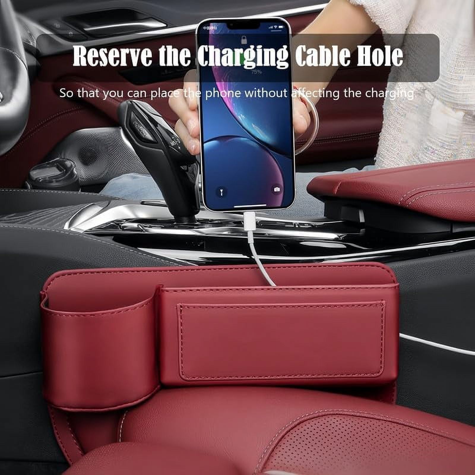 Car Leather Cup Holder Gap Bag, 2024 New Seat Gap Storage Box With Water Cu - Walmart.com
