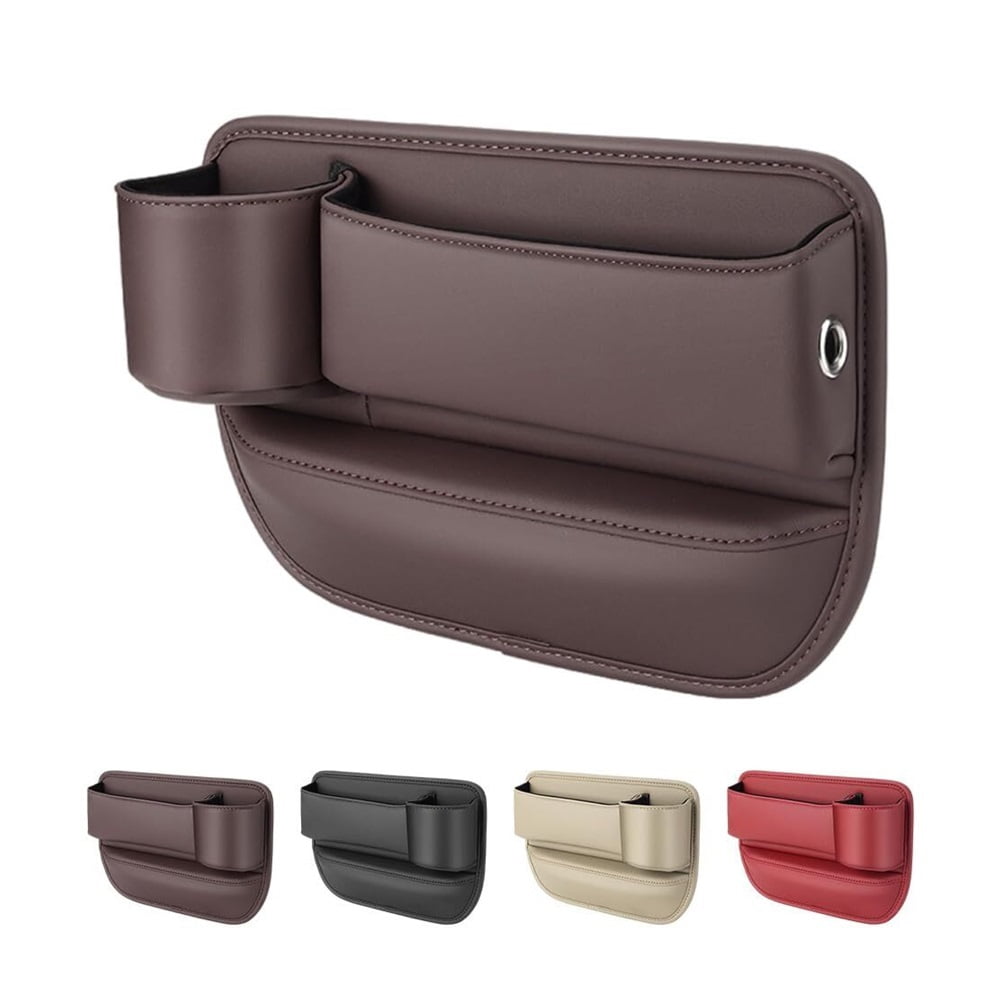 Car Leather Cup Holder Gap Bag,2025 Upgrade Car Storage Box with Cup ...