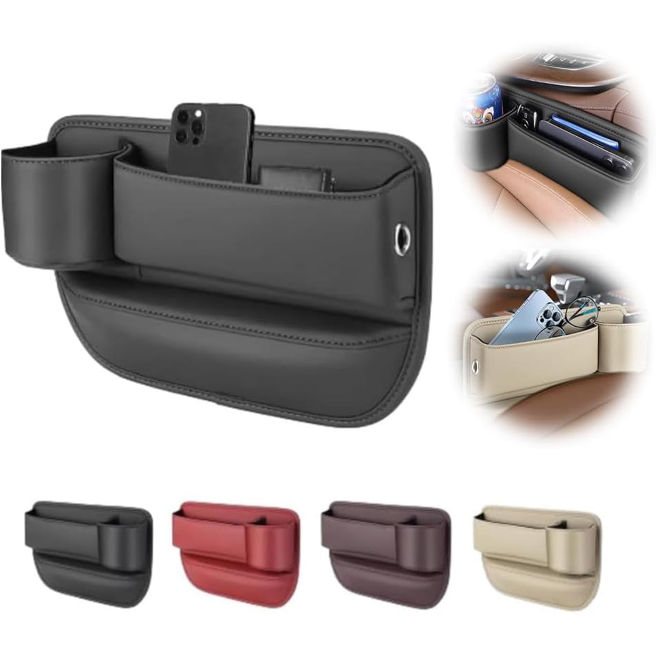 Car Leather Cup Holder Gap Bag, Seat Gap Storage Box, Adjustable Car Seat Storage Box, Car Gap ...