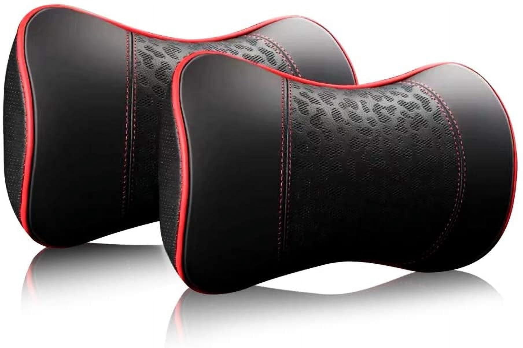 Car Leather Neck Pillows, Neck Rest Cushions,100% Memory Foam Cervical ...