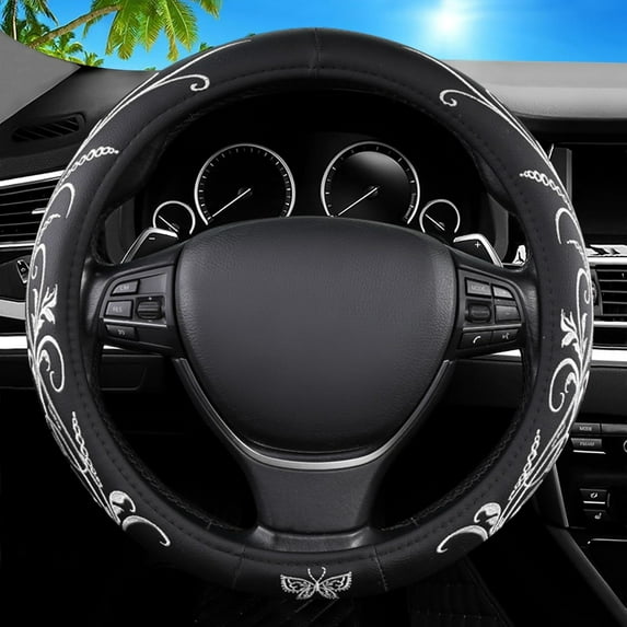 Car Leather Steering Wheel Cover Universal 14.5-15 Inches Anti-Slip ...
