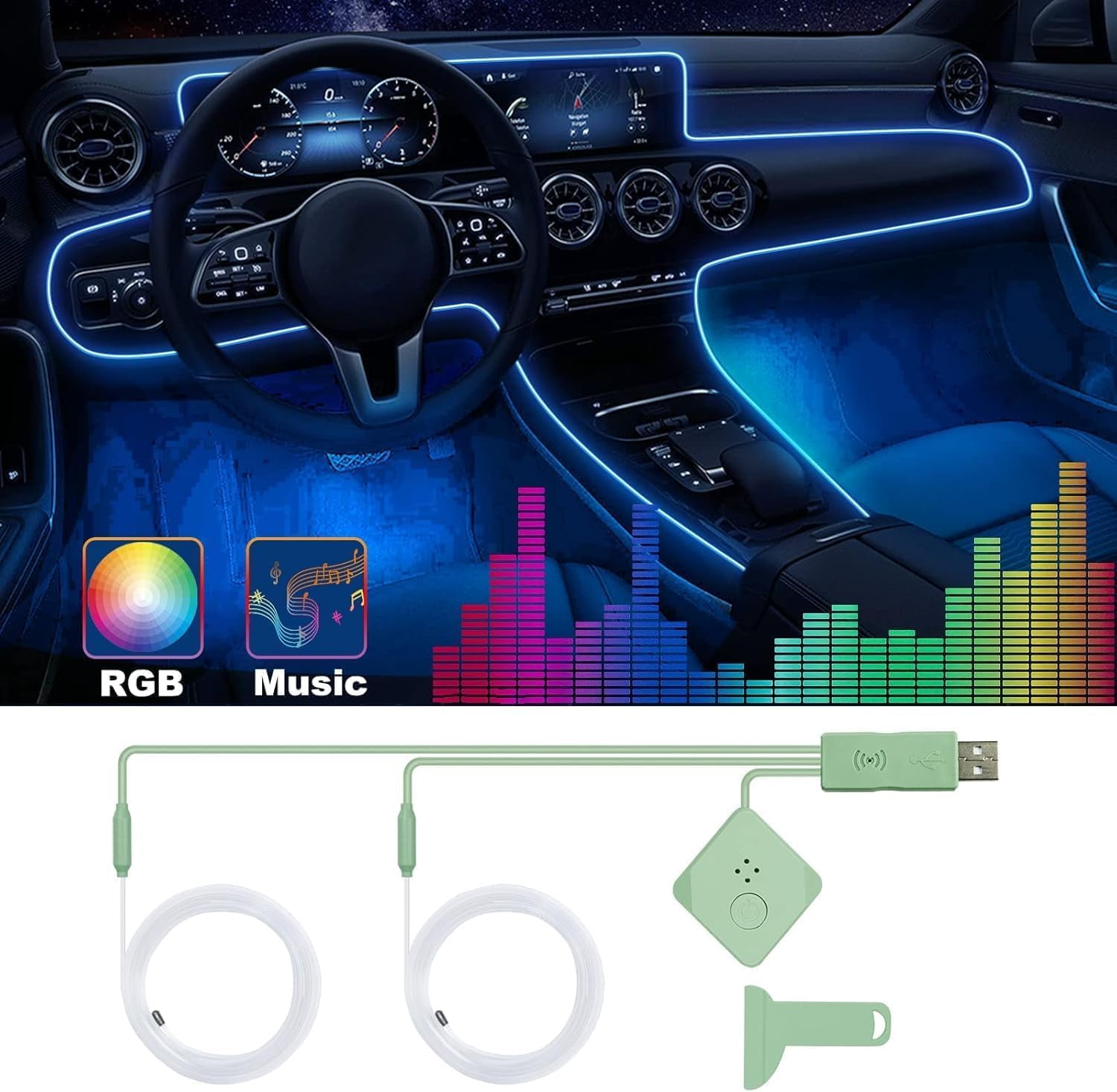 Car Led Strip Lights,Interior IFF17 Lights,Ambient Lighting Kit With ...