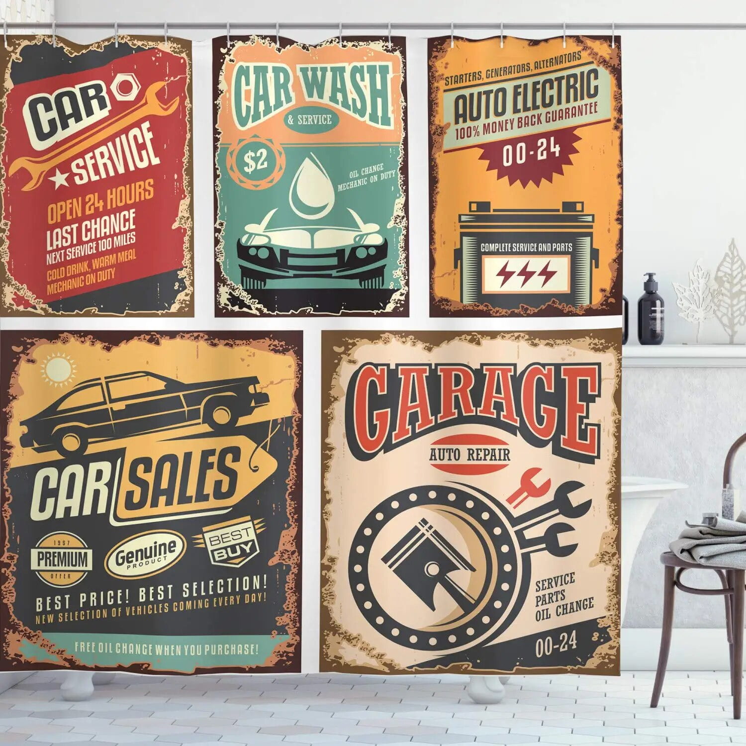 Car License Plate Shower Curtain Old Rusty Metal Sign Retro American ...