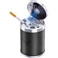 Car with Lid, Smokeless Cylinder Cup Holder Cigarette Ash Tray with LED ...