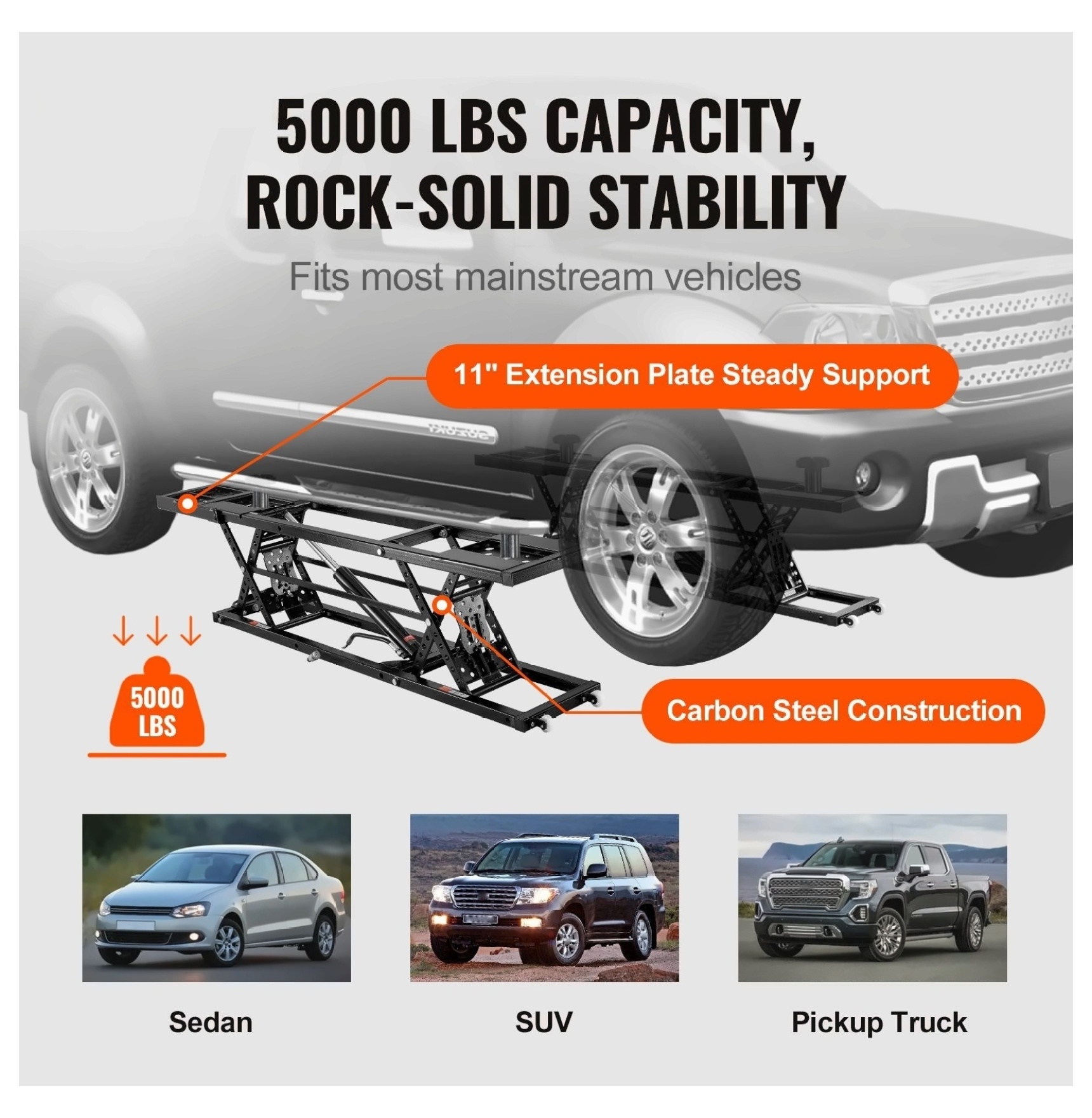 Car Lift 5,000 LBS Capacity, 25.6" Max Height Portable Auto Lift, Heavy ...