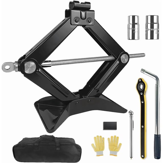 Car Lift Jack Kit 2 Ton (4409 lbs) Tire ScissorJack Tool Kit Universal ...