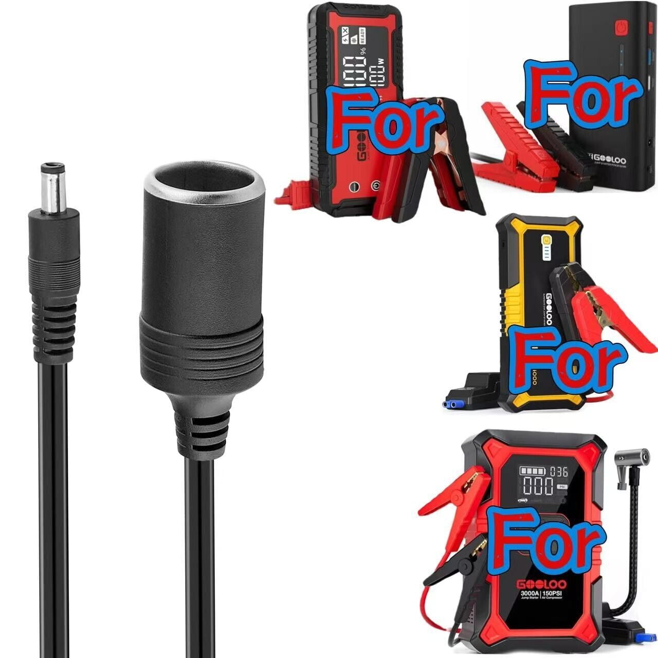 Car Lighter Socket Plug Adapter For Gooloo Air Compressor and Jump ...