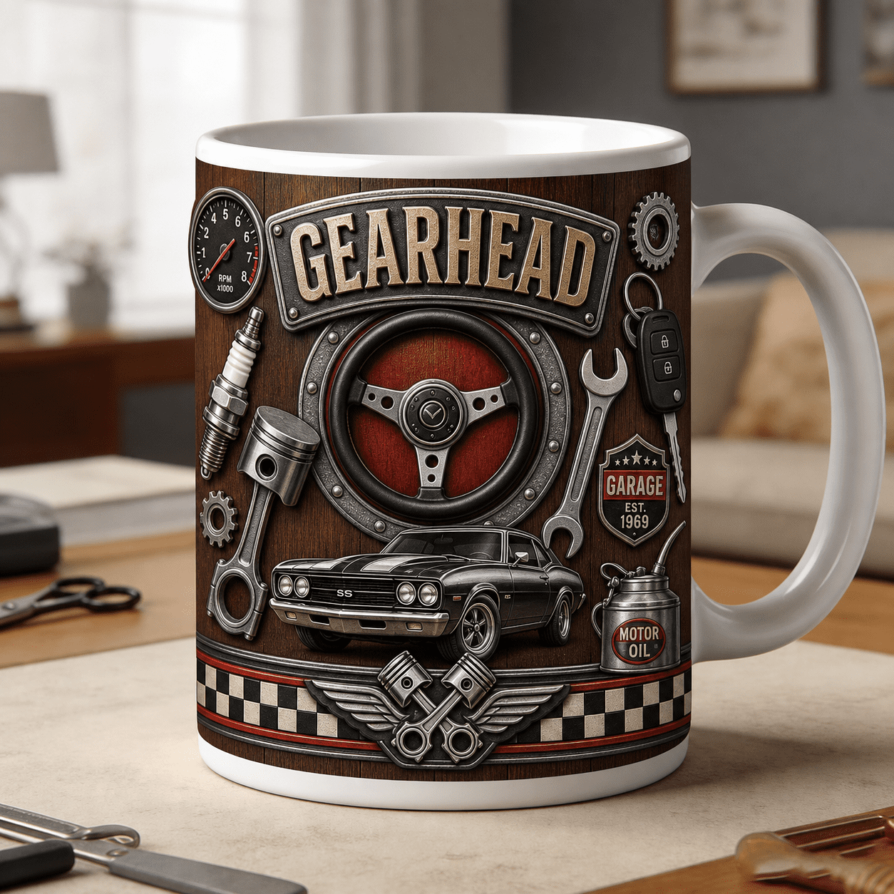 Car Lover Mug 3D Effect Mug Gearhead Auto Enthusiast Gift for Mechanics ...